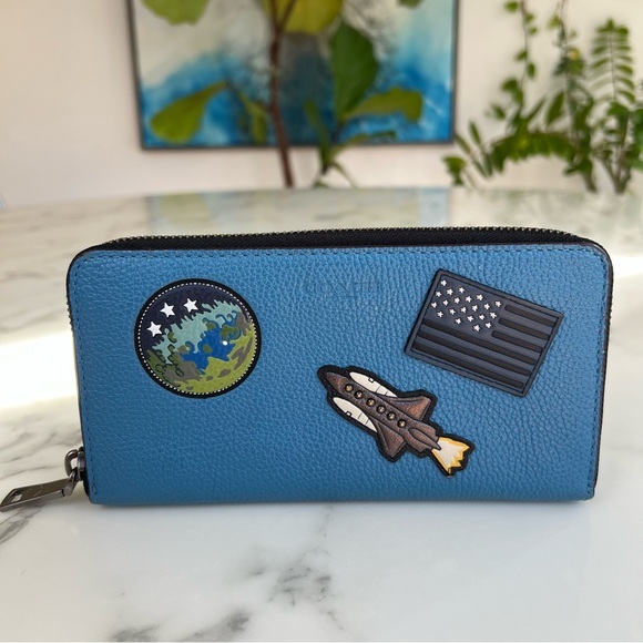 Coach | Bags | Coach Nasa Accordion Zip Wallet With Space Patches Blue ...